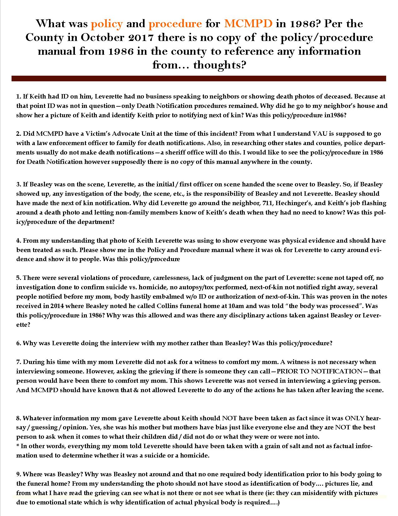 Police policy/procedure in 1986 – The Keith Warren Justice Site